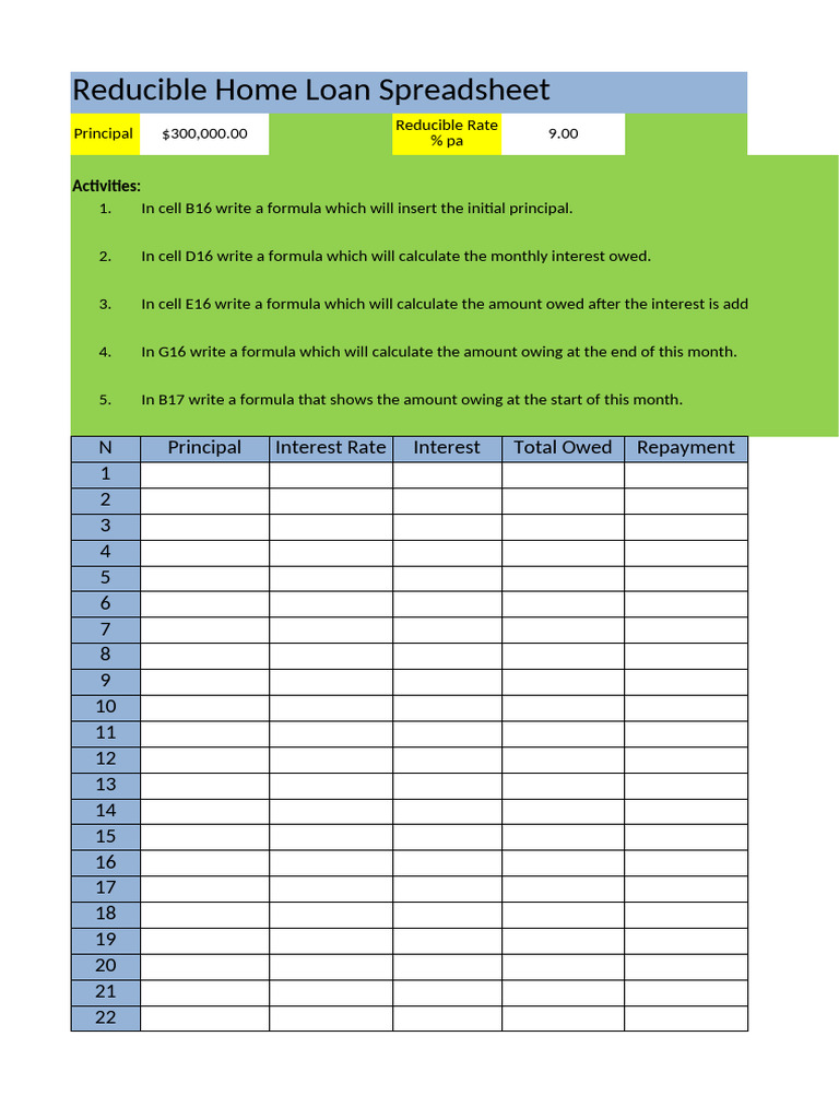 Reducible Interest Spreadsheet | PDF
