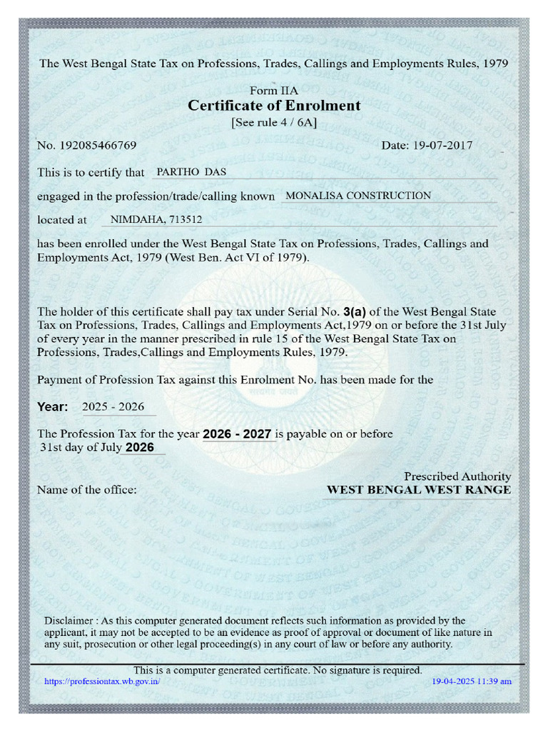Profession Tax | PDF