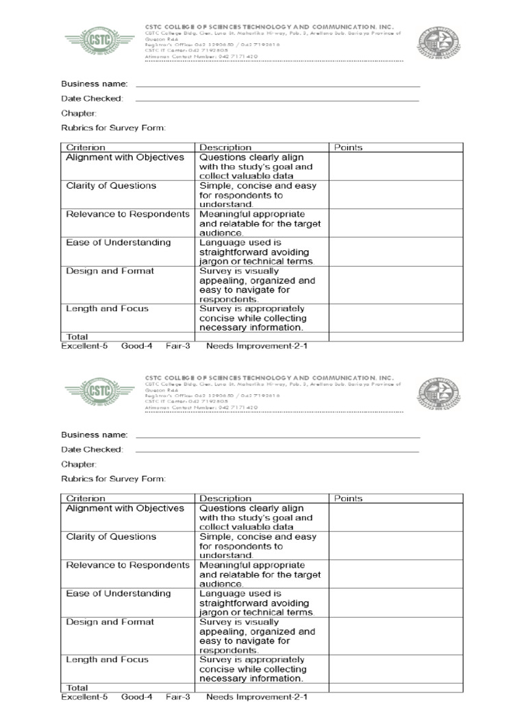 Survey Rubrics | PDF
