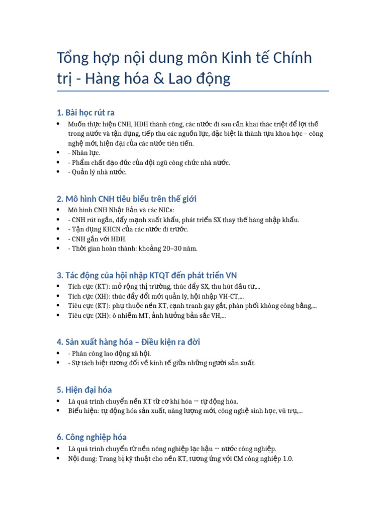 Tong Hop KTCT Hang Hoa Lao Dong | PDF