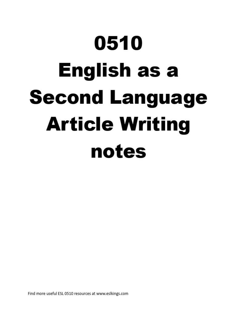 IGCSE ESL Article Writing Guide | PDF | Argument | English As A Second ...