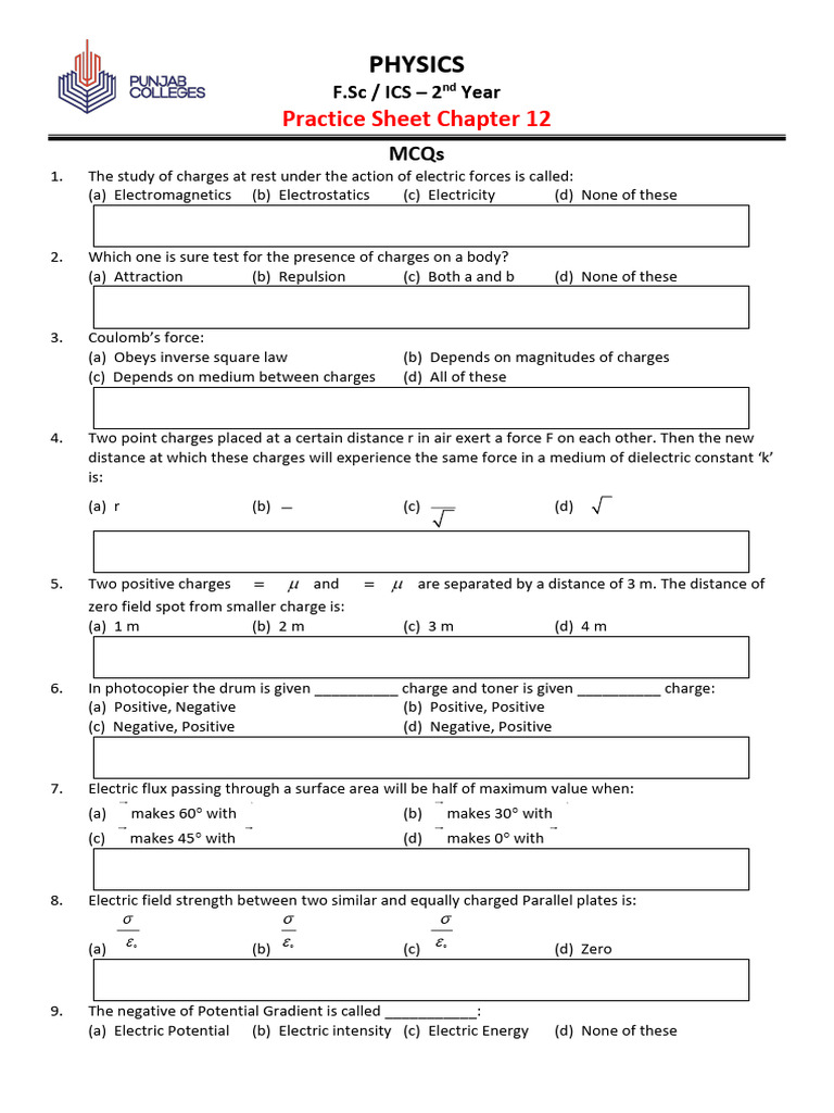 Physics Practice Sheet P-2-Ch.12 | PDF | Capacitance | Capacitor