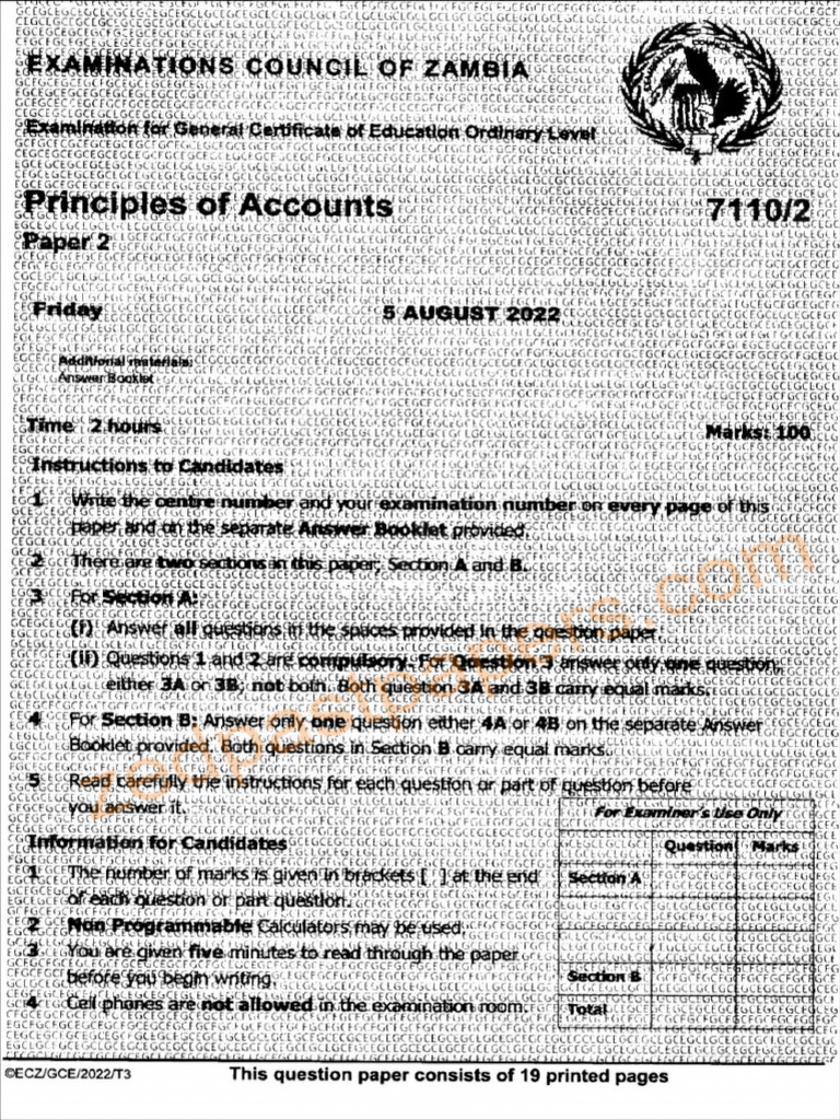 Watermarked - Accounts Paper 2 2022 GCE G12 | PDF