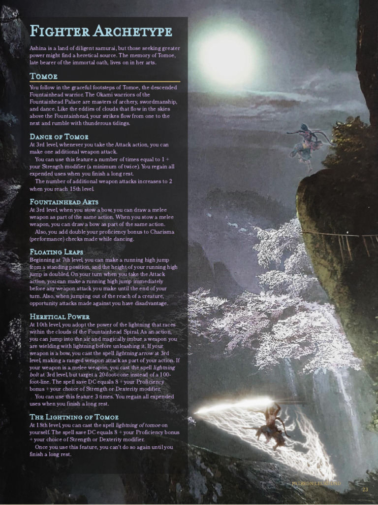 Sekiro D&D Part 3. Tomoe Fighter + Lightning of Tomoe Spell | PDF