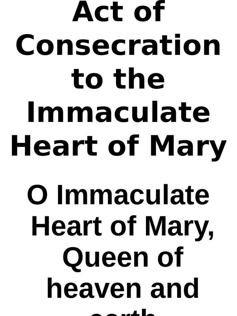 Act of Consecration to the Immaculate Heart of Mary | PDF