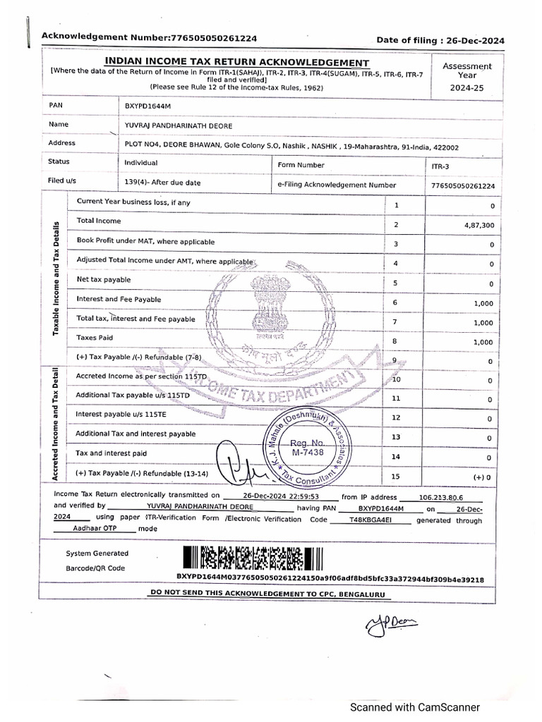 Yuvraj ITR 2024-25 | PDF