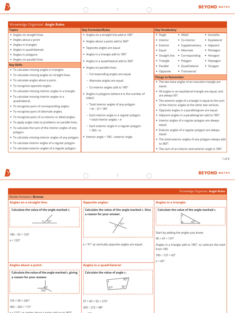 Angle Rules Knowledge Organiser | PDF | Triangle | Elementary Geometry
