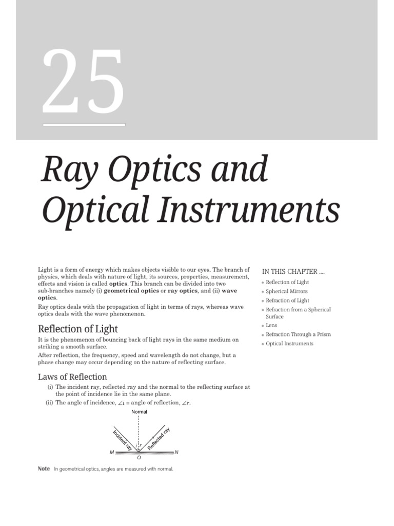 Ray Optics and Optical Instruments | PDF | Optics | Reflection (Physics)