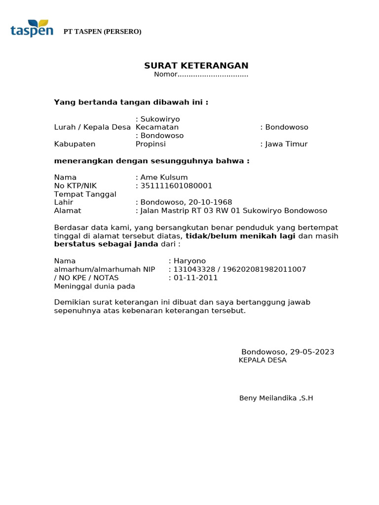 Surat Ket Janda Duda | PDF