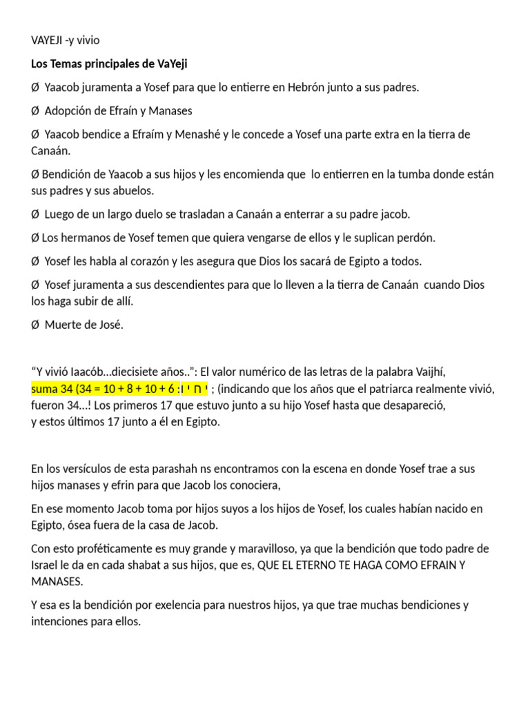 VAYEJI | PDF | Jacob | Bendición