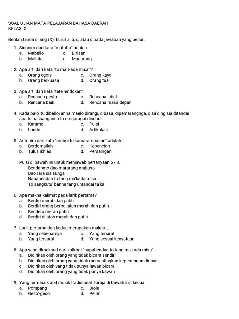 Soal Ujian Kls IX Semester 2 2025 | PDF