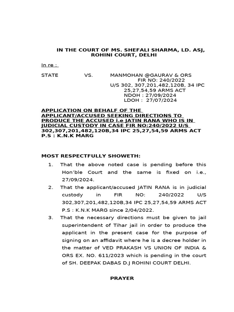 Application for Production Warrant | PDF