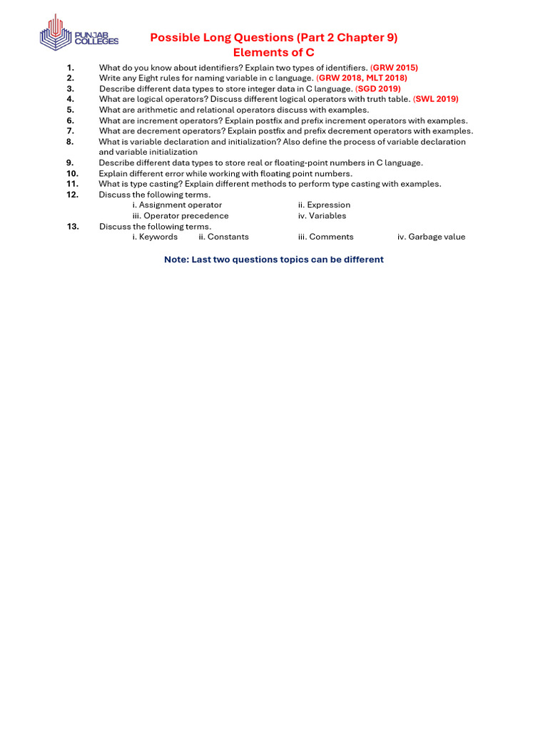 Chapter 9 Long Questions | PDF