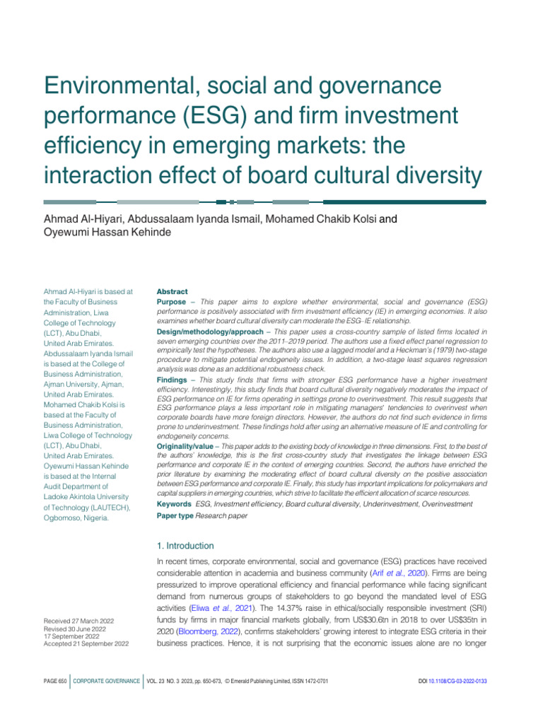 10 1108 - CG 03 2022 0133 | PDF | Governance | Net Present Value
