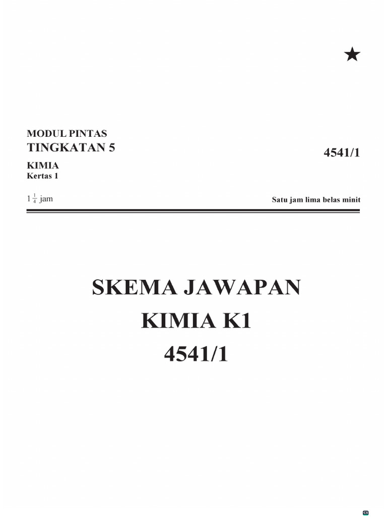 Skema Kimia K1 | PDF