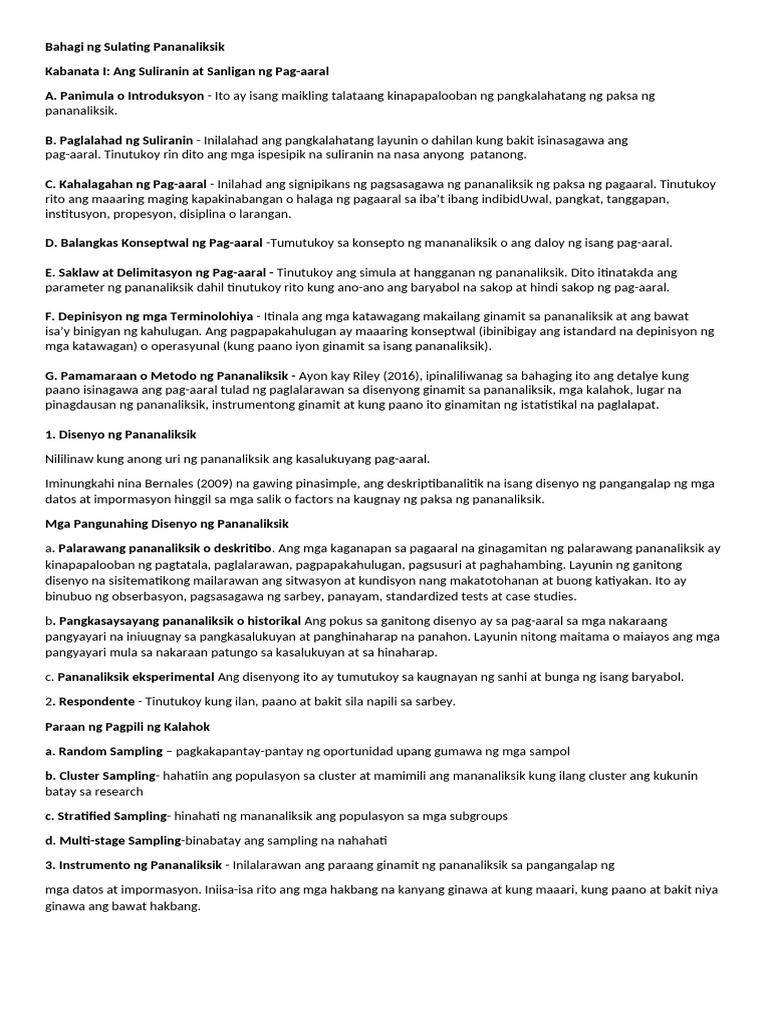 Bahagi Ng Sulating Pananaliksik | PDF