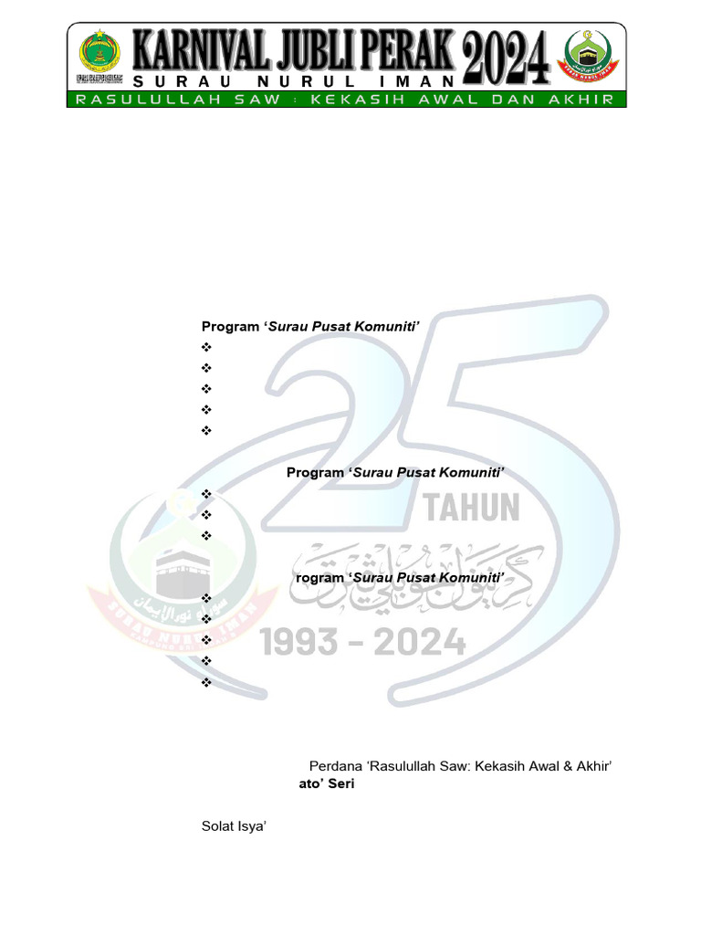 Program Karnival Jubli Perak 2024 | PDF