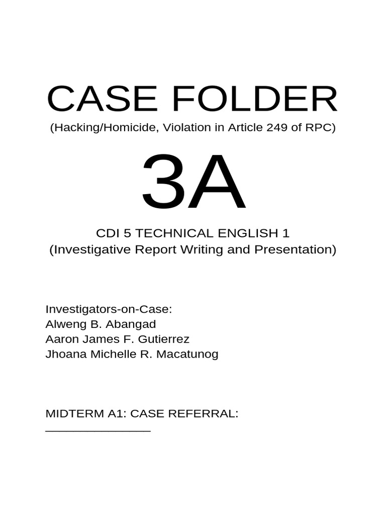 Homicide Investigation Case Folder | PDF
