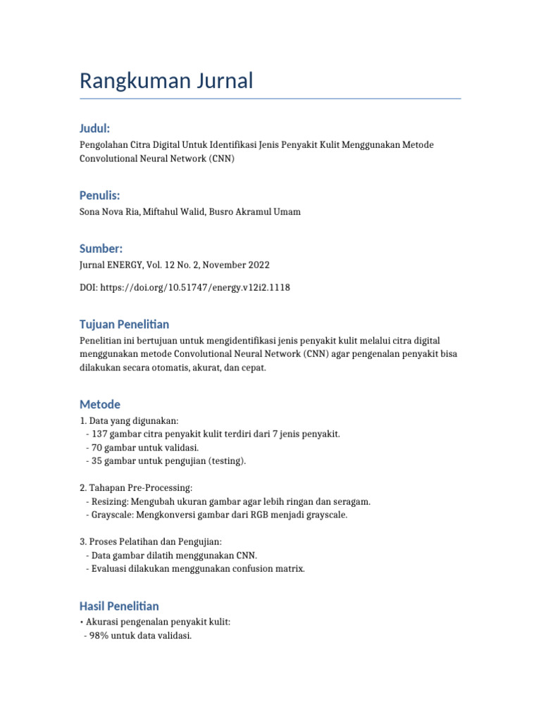 Identifikasi Penyakit Kulit dengan CNN | PDF