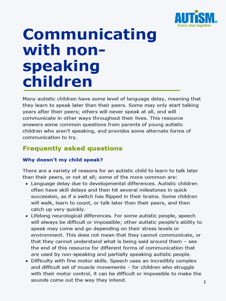Supporting Non-Speaking Autistic Learners | PDF | Nonverbal ...