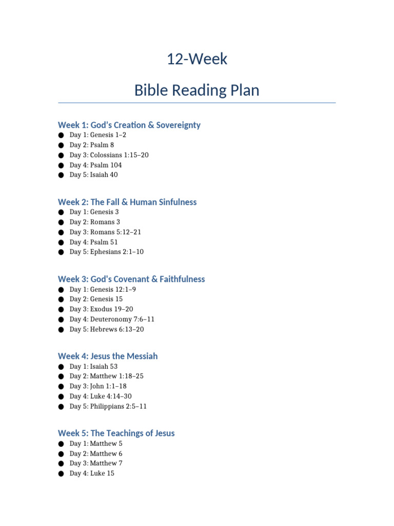 Thematic Bible Reading Plan | PDF