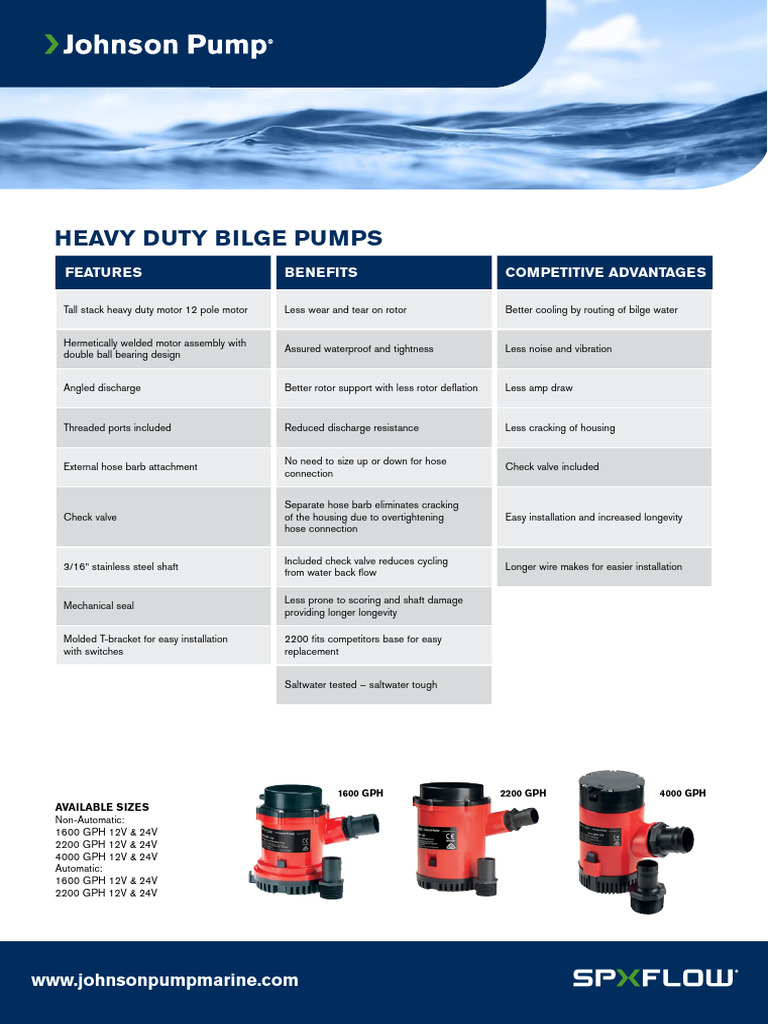 Heavy Duty Bilge Pumps Overview | PDF | Valve | Machines