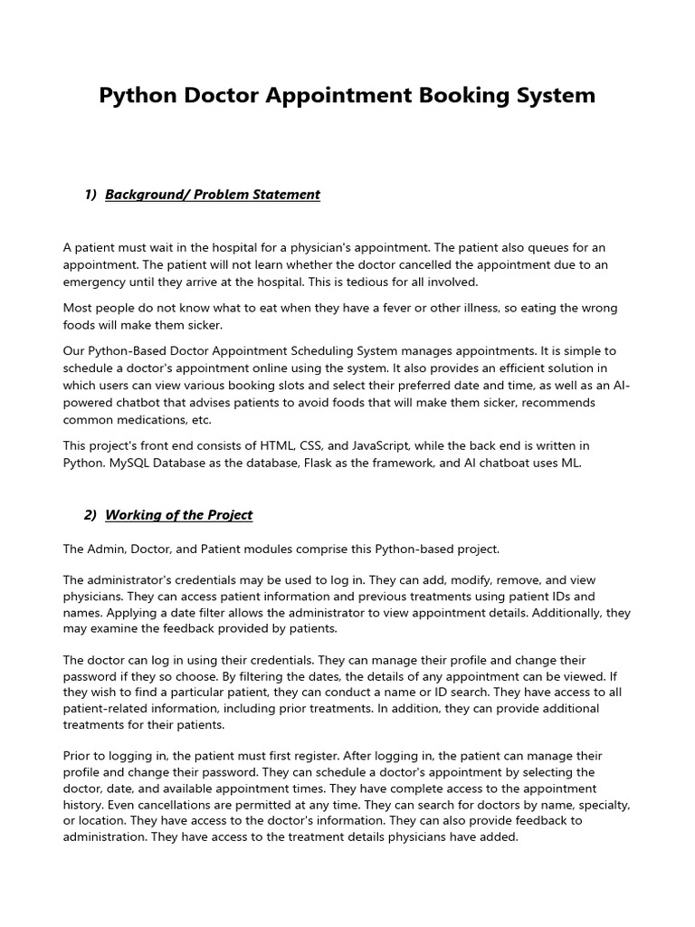 Python Doctor Appointment Booking System | PDF | Login | Physician