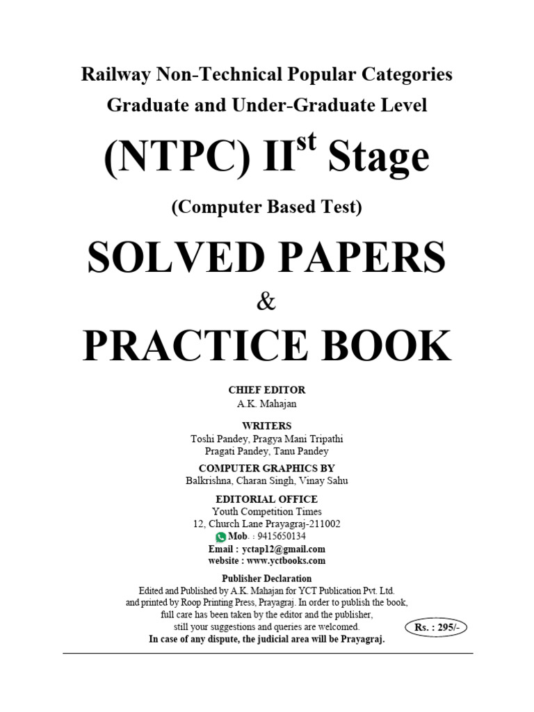 RRB NTPC CBT Stage 2 Solved Paper & Practice Set English Medium | PDF
