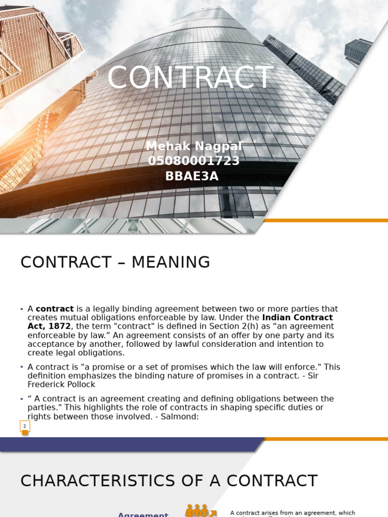Mehak Nagpal BBA E3A Contract | PDF | Consideration | Contract Law