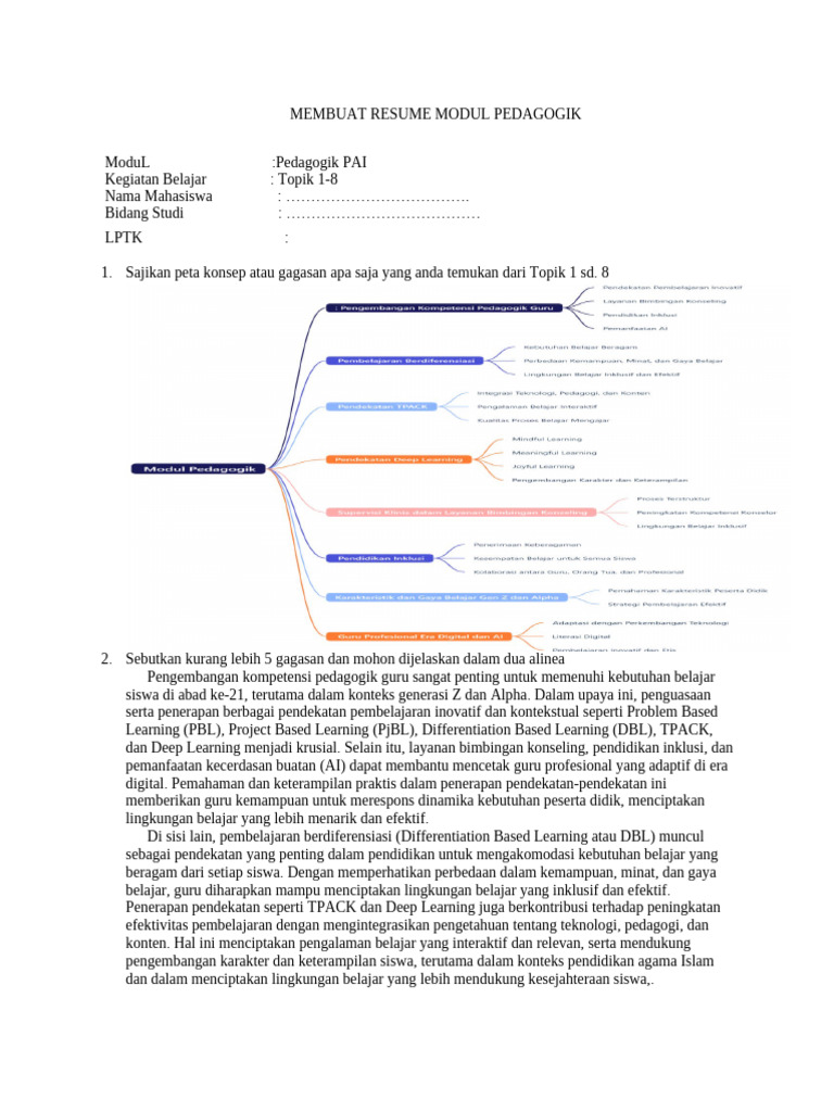 Contoh 2 Tugas Mandiri Modul Pedagogik | PDF