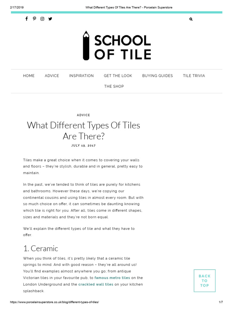 What Different Types of Tiles Are There - Porcelain Superstore | PDF ...