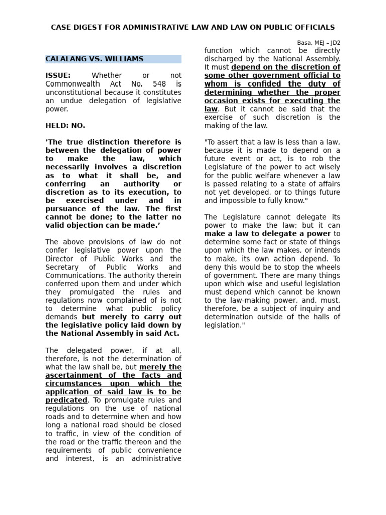 CASES DIGEST-ADMIN LAW | PDF | Constitutional Law | Political Charters