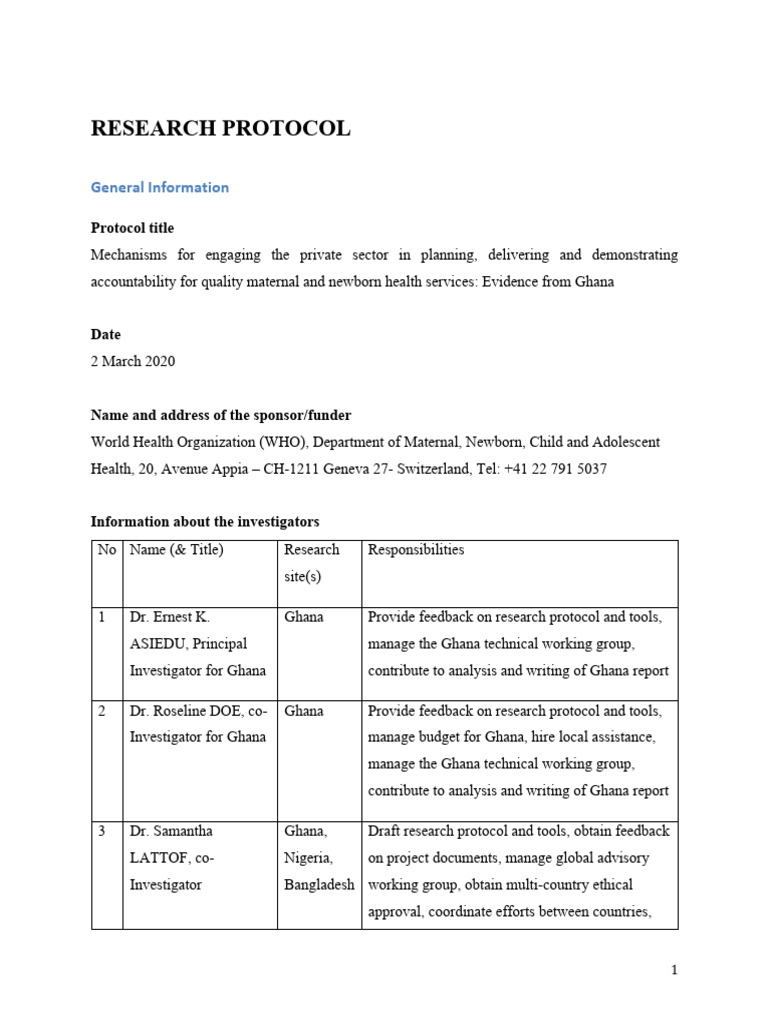 Ghana Research Protocol | PDF | Healthcare Industry | Malaria