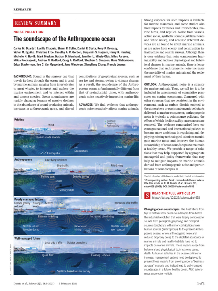 The Soundscape of The Anthropocene Ocean | PDF | Hearing | Acoustics