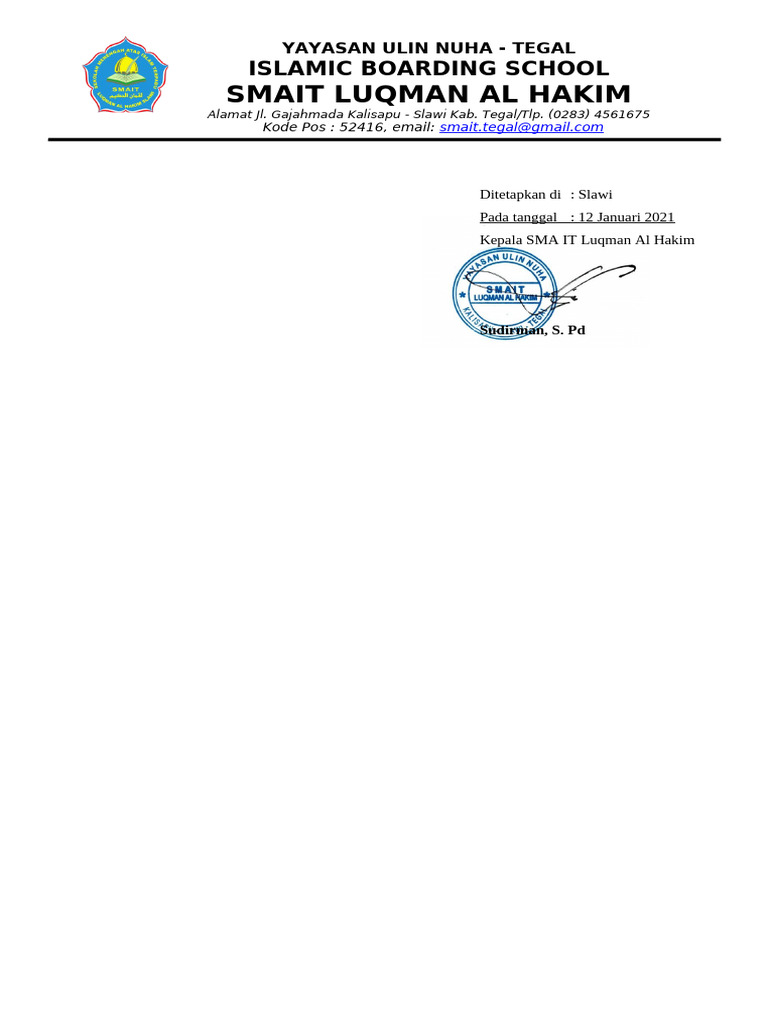 SK Pengurus Osis Smait LH 20-21 | PDF