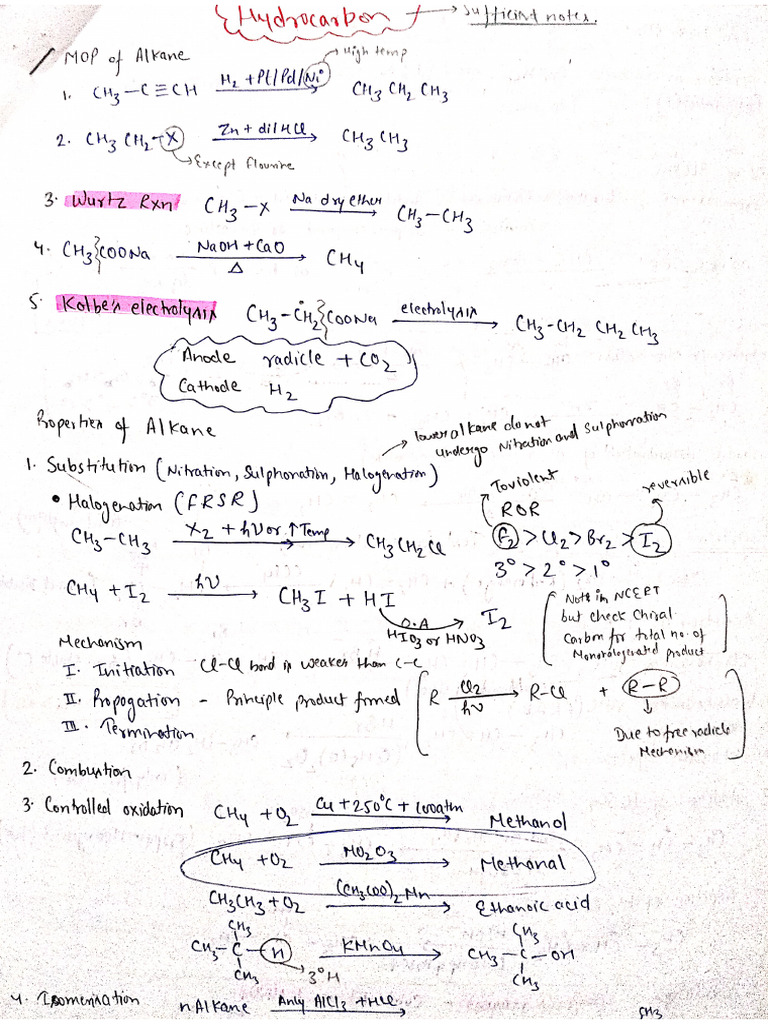 Hydrocarbon Reaction Sheet | PDF