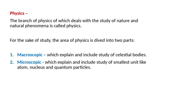 Physics and Area of Physics | PDF