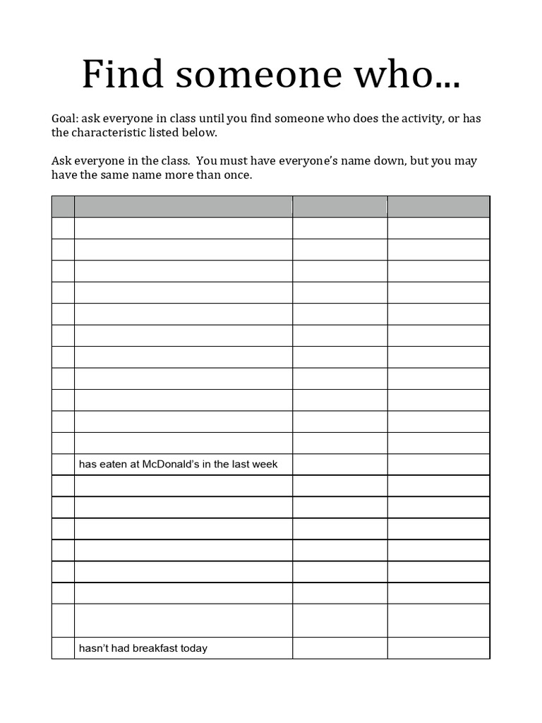Back to School "Find Someone Who" Activity | PDF