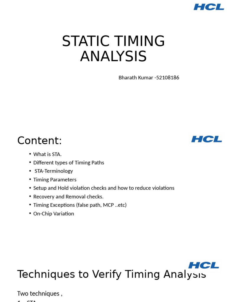 Static Timing Analysis | PDF | Electronic Design | Computer Engineering