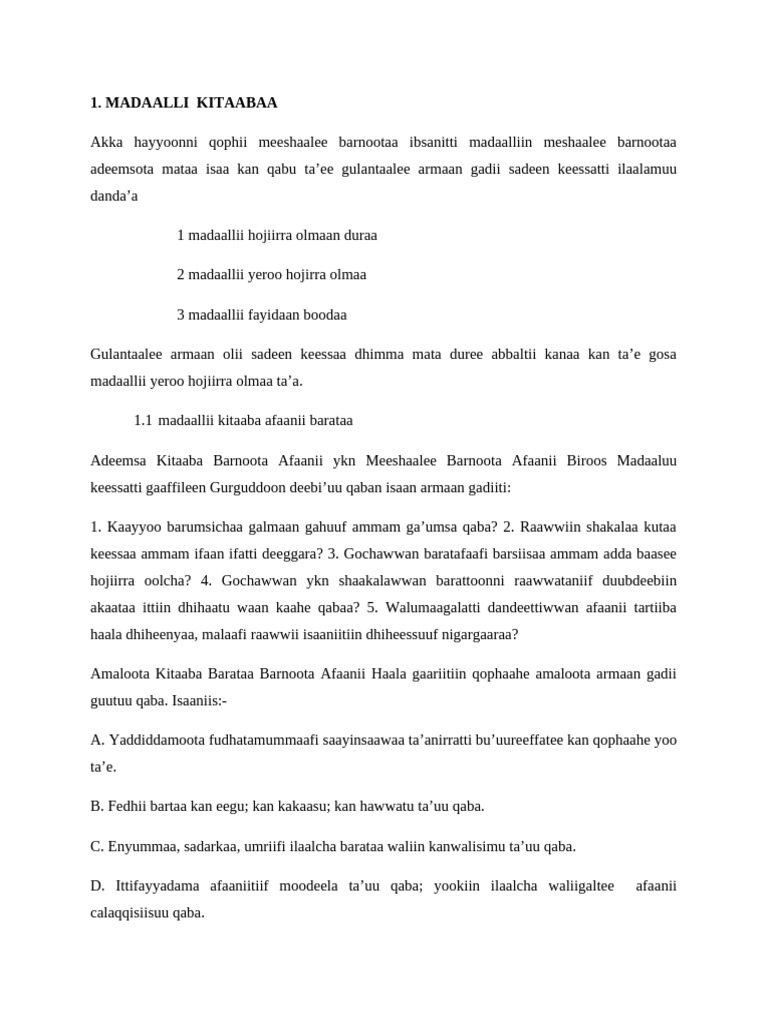 Kitaaba Madaaluu | PDF