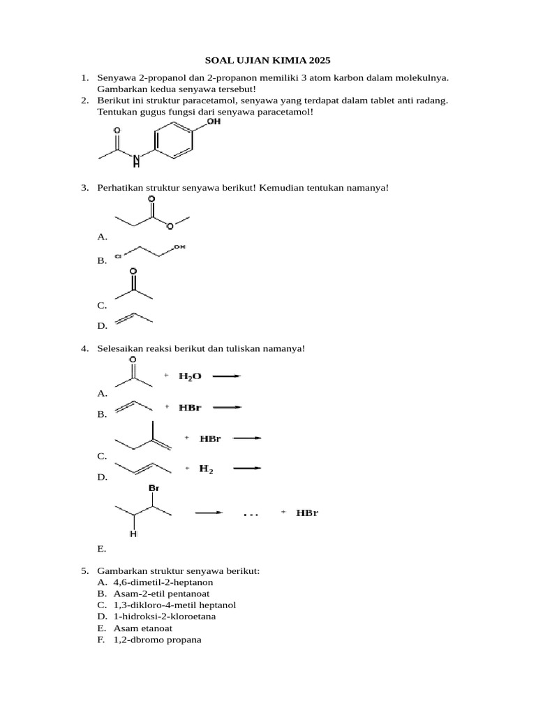 Soal Ujian Kimia 2025 | PDF