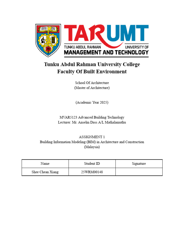Building Technology - Assignment 1 | PDF | Building Information Modeling | Autodesk Revit