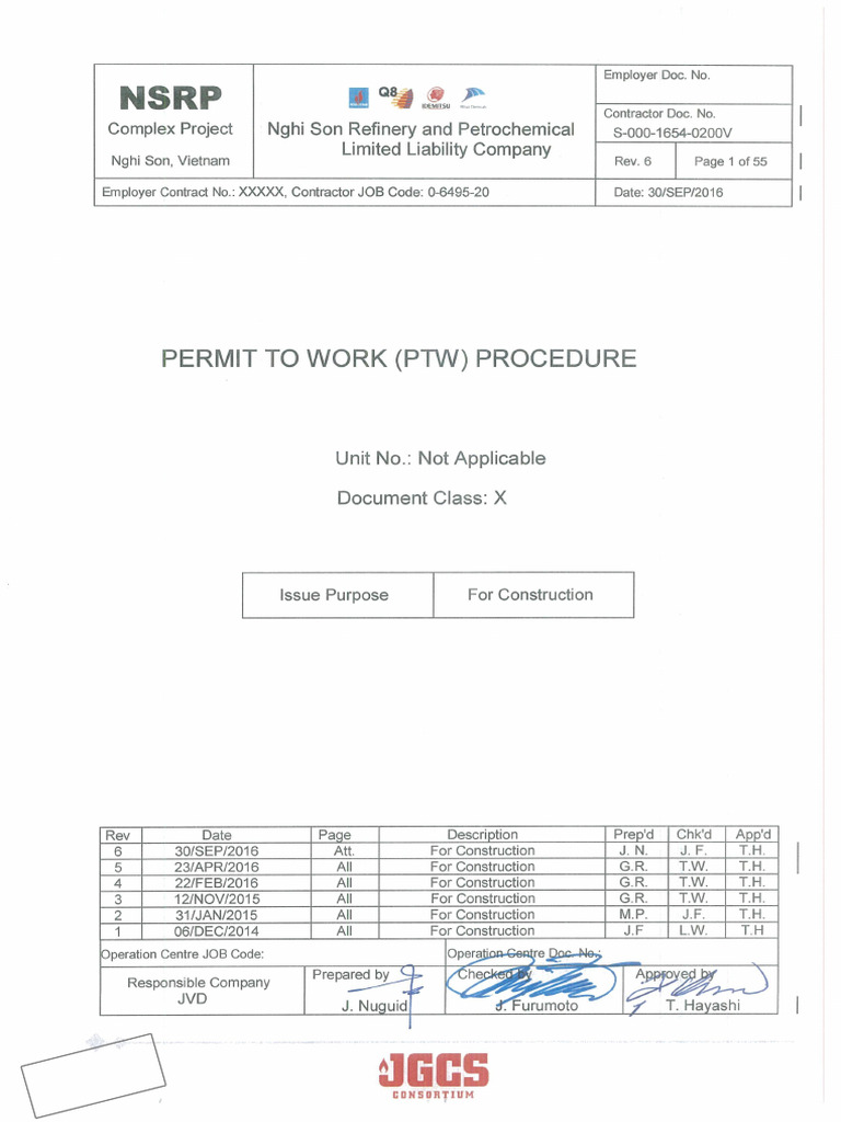 S-000-1654-0200V_6 Permit to work procedure | PDF | Workplace | Safety
