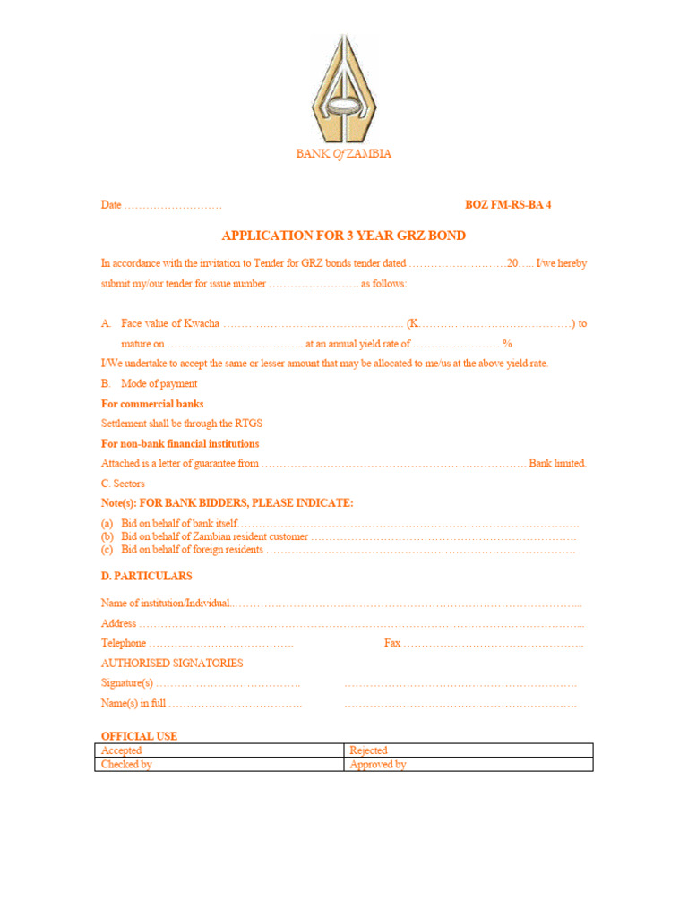 GRZ Bond Application Form | PDF