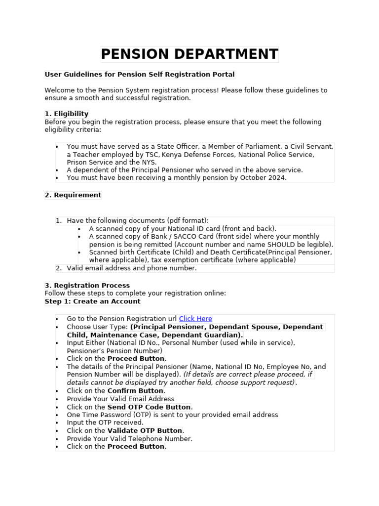 Pensioner Self Registration Guidelines | PDF | Login | Computing