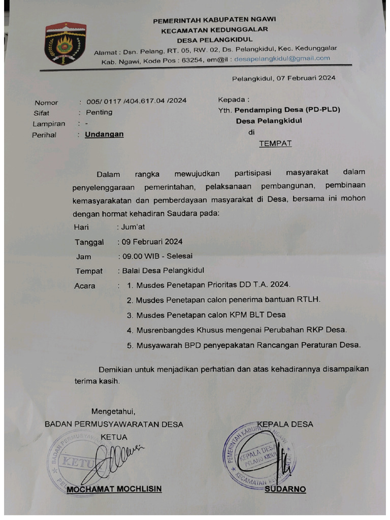 Undangan Musdes | PDF