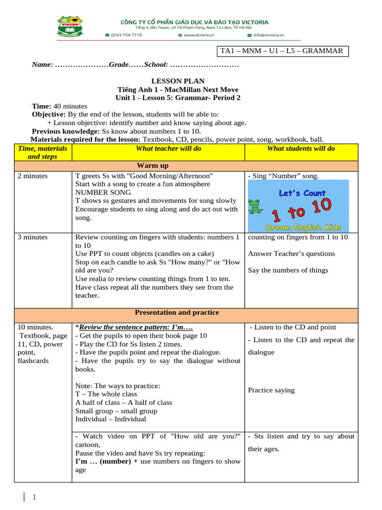 Ta1-Mnm-U1-L5-Sentence Pattern-P2 | PDF