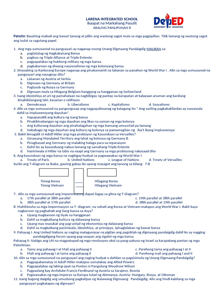 Kasaysayan NG Daigdig Fourth Grading | PDF