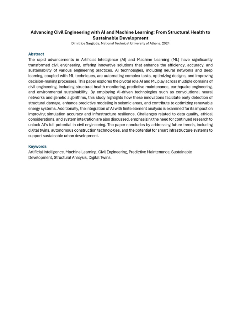 AI and ML Transforming Civil Engineering | PDF | Machine Learning ...
