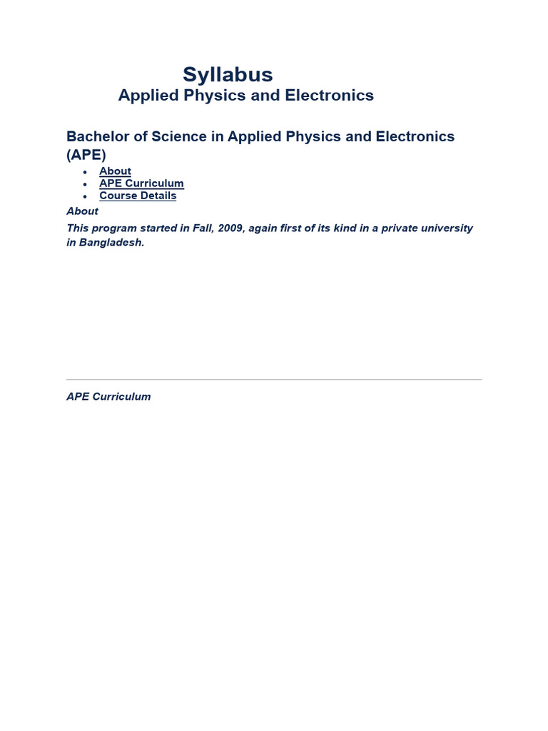 Applied Physics and Electronics Syllabus | PDF | Amplifier | Operational Amplifier
